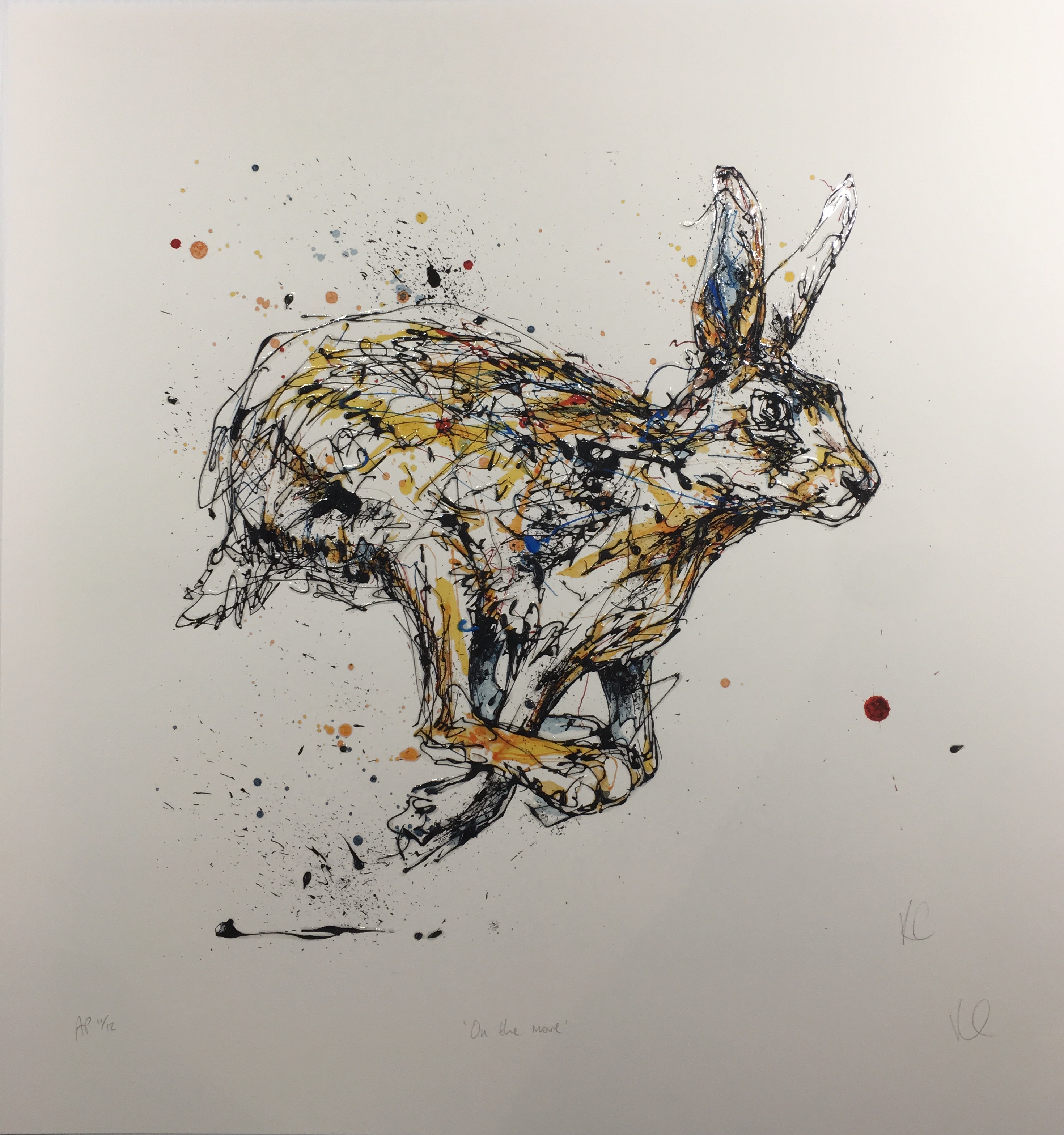 On the move (hand embellished raised textured finish on archival paper ...